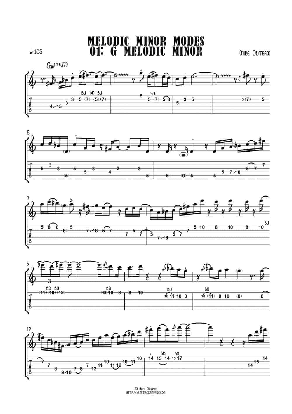 Melodic Minor Modes: G Melodic Minor | Mike Outram Mike Outram